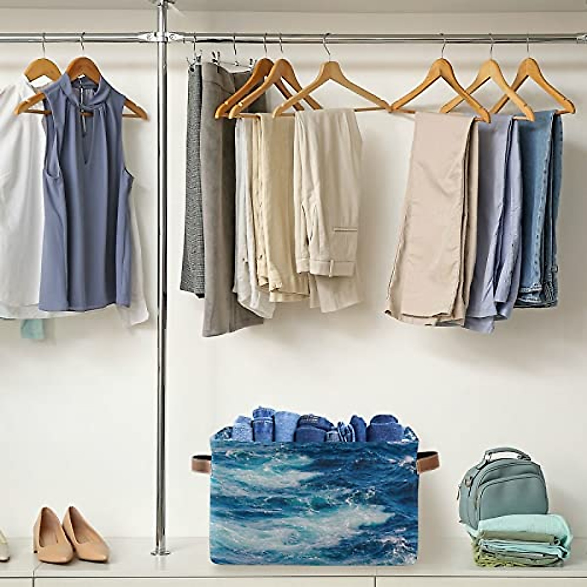 TropicalLife Rectangular Storage Bin Cube Ocean Sea Beach Foldable Organizer Basket with Handles, Hawaii Theme Collapsible Storage Box for Kids Toy Shelf Closet Nursery