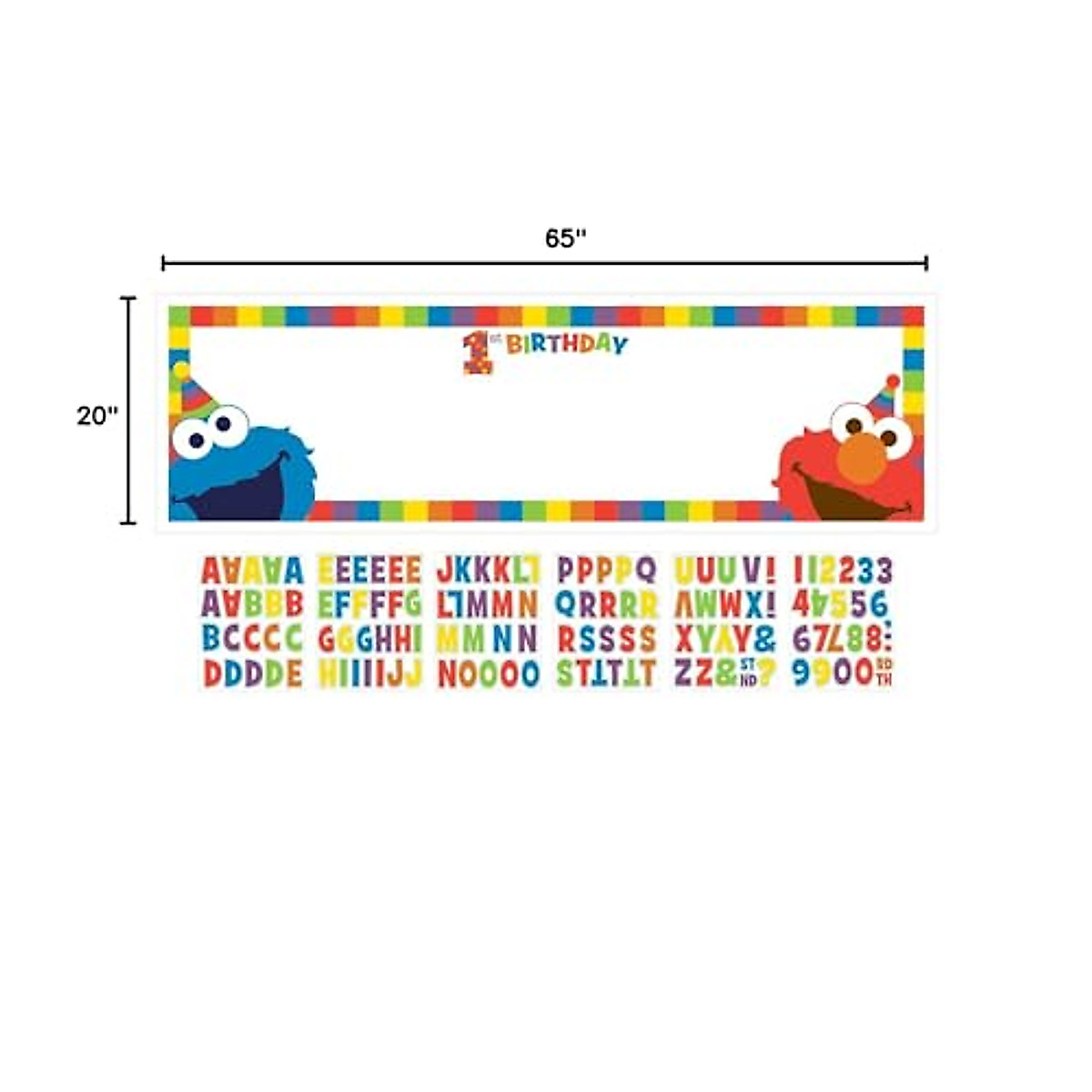 Sesame Street "Elmo Turns One" Personalized Giant Banner Kit, Birthday, 65" x 20"