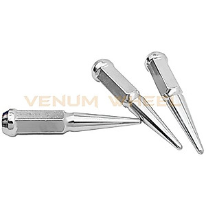 Venum wheel accessories 20 Pc Chrome Spike Lug Nuts | 1/2"-20 Thread | 4.5" Tall + Key Socket | Works with Chevrolet GMC C10 K10 1/2 Ton Trucks K5 Blazer Jimmy - Aftermarket Wheels