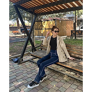 G4Free Jeggings for Women Flare Yoga Pants High Waisted Bootcut Yoga Leggings Workout Bootleg 4 Way Stretch (Navy,M,31")