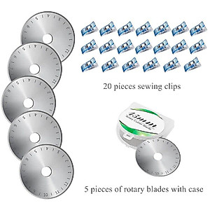 Headley Tools Rotary Cutter Set - 45mm Fabric Cutter, 5 Extra Rotary Blades, A3 Cutting Mat, Quilting Ruler and Sewing Clips, Craft Knife Set, Ideal for Crafting, Sewing, Patchworking,Turquoise