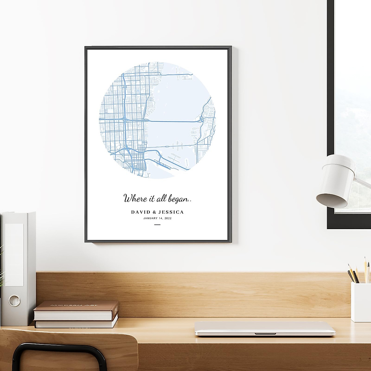 RAREVAY Where It All Began Made in USA, Where We Met, Our First Date Map - Personalized Map for Him or Her, Customizable with Names and Special Dates Gift Him, Her, Heart Art(12 * 16inch)