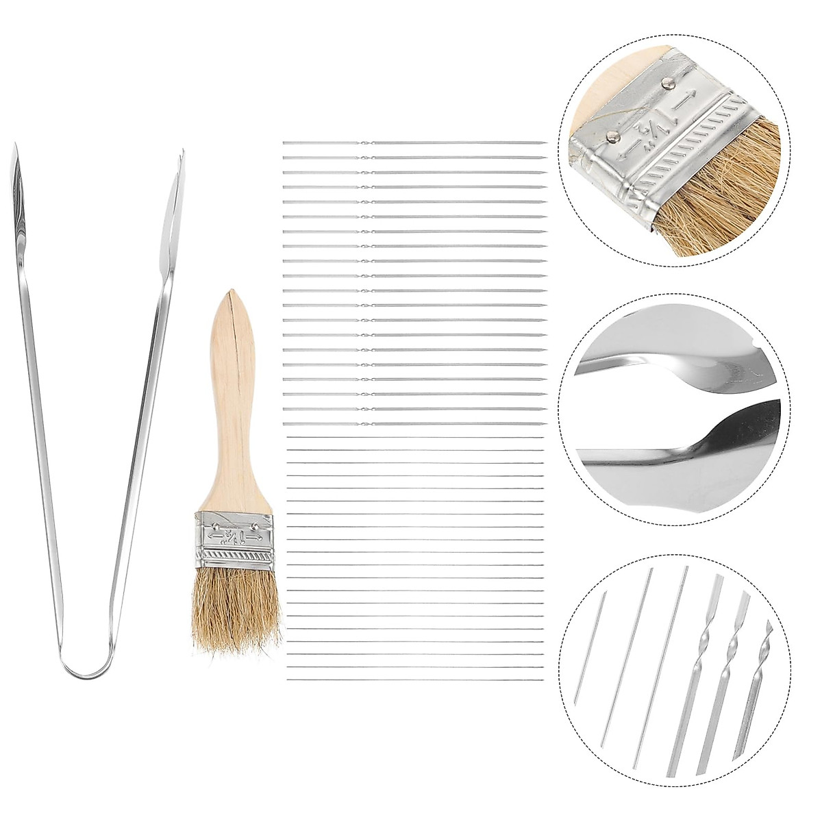 YARNOW 2 Sets Barbecue Tool Set Grill Brush Grilling Tools Grill Cooking Kit Grill Spatula for Outdoor Grill Basting Brush Food Tongs Stainless Steel Cooking Utensils Multifunction