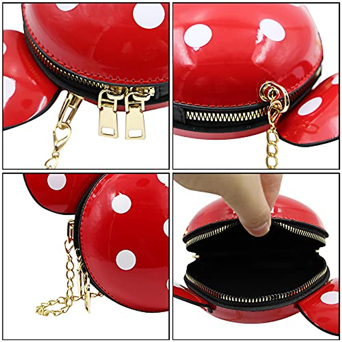 RARITYUS Kids Cartoon Mouse Crossbody Purse Cute Polka Dots Chain Shoulder Bag Satchel Handbag for Toddlers Boys Girls
