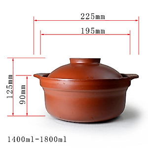 Casserole Clay Pot Bowl 1.3qt / 50oz for Cooking Dolsot Bibimbap Soup Exclusive Earthen (clay lid)