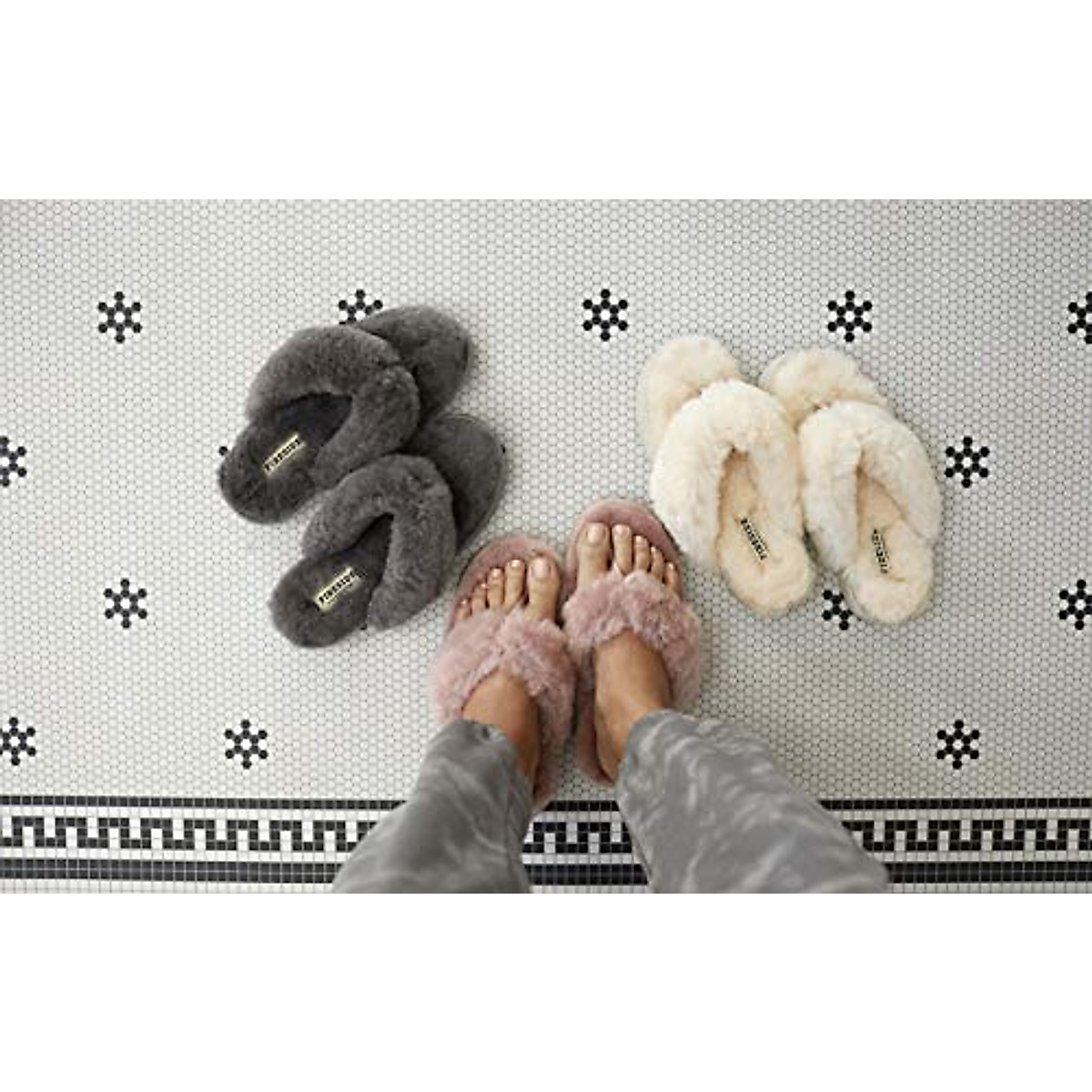 Fireside by Dearfoams Women's Auburn Thong Slipper, Natural, 8