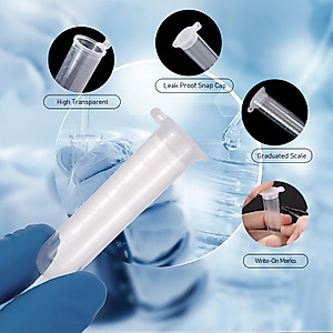 100Pcs 5ml Round Bottom Centrifuge Tubes with 2Pcs Racks, Plastic Clear Lab Test Tubes with Snap Caps, Sample Tubes Vials with Graduated Measuring Scale