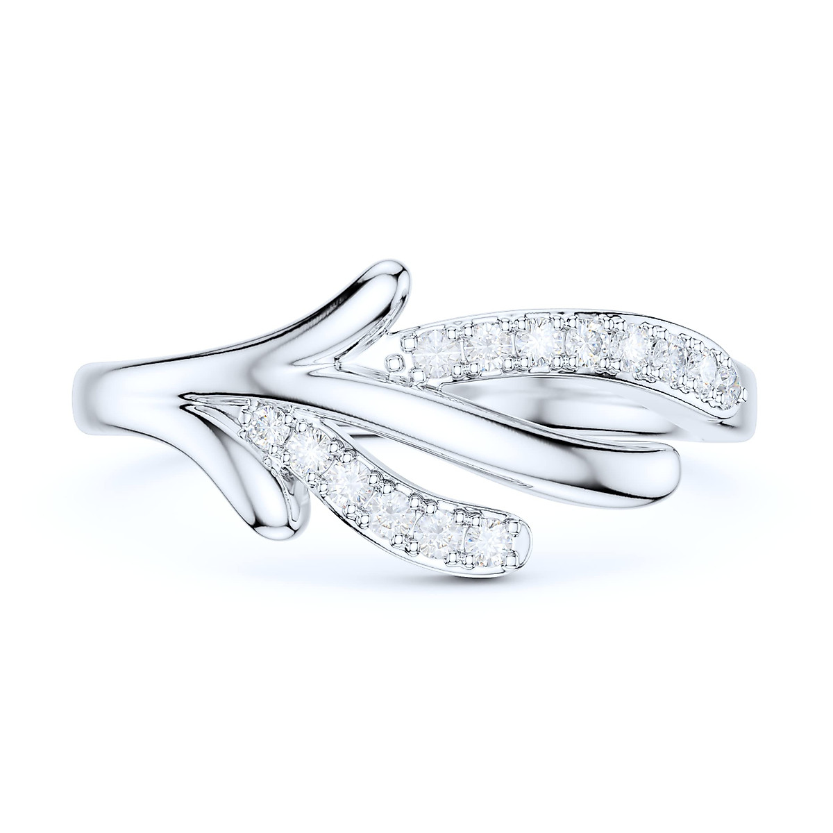 PRSTANI Sterling Silver Simulated Round Brilliant Cut Diamond Deer Reindeer Antler Style Promise Ring For Women (7)