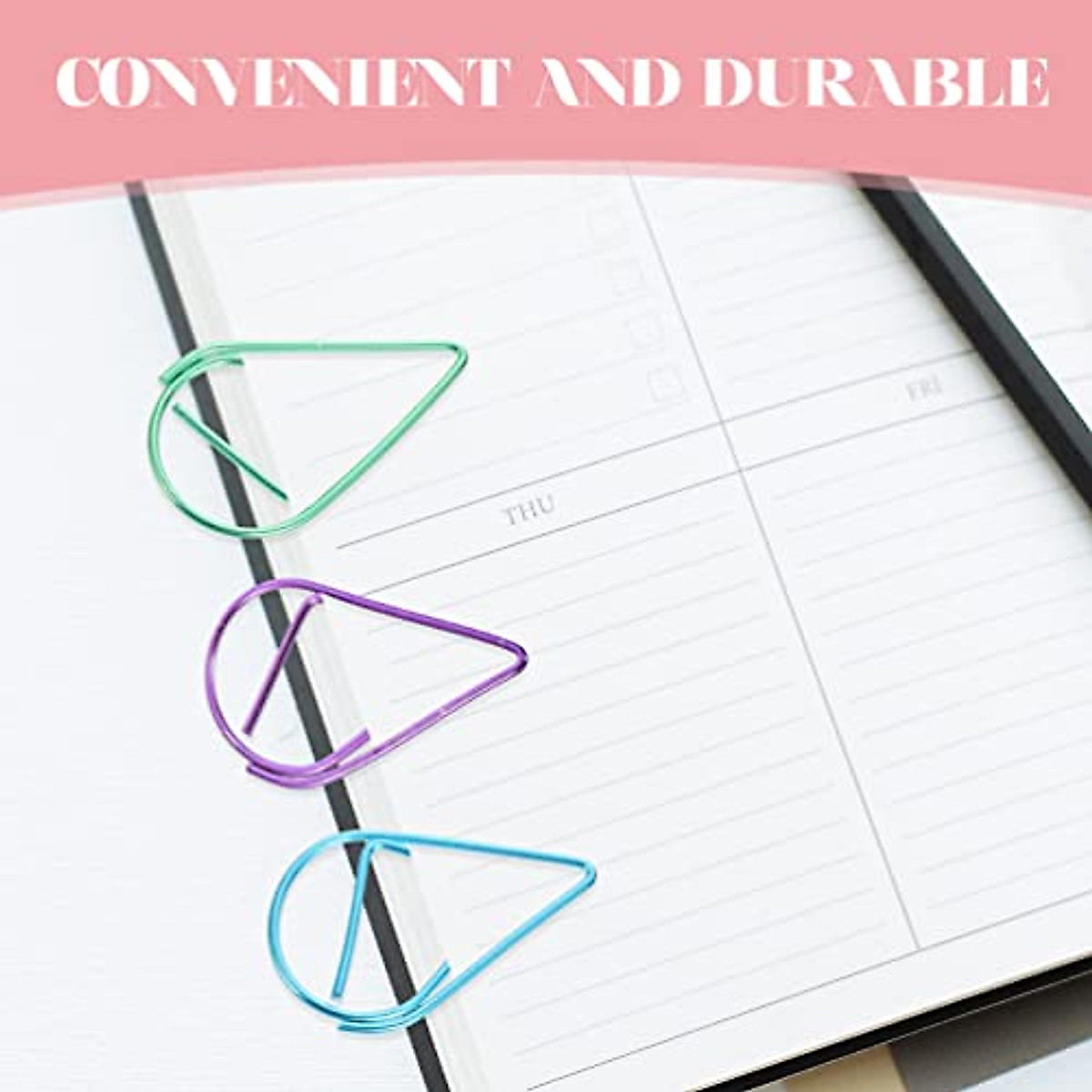 Tofficu Cute Paper Clips 100pcs Teardrop Stainless Steel Drop-Shaped Paper Clips for Office School Supplies Wedding Invitations Crafts Scrapbooking Bookmarks Planners