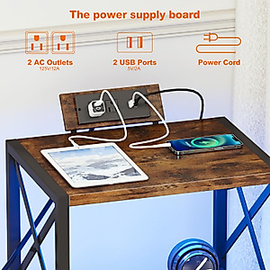 Homeiju Nightstand with Charging Station and LED Light, End Table with Large Drawers and Open Shelf, Side Table with USB Ports and Outlets, Bed Stand End Table for Bedroom, Rustic Brown