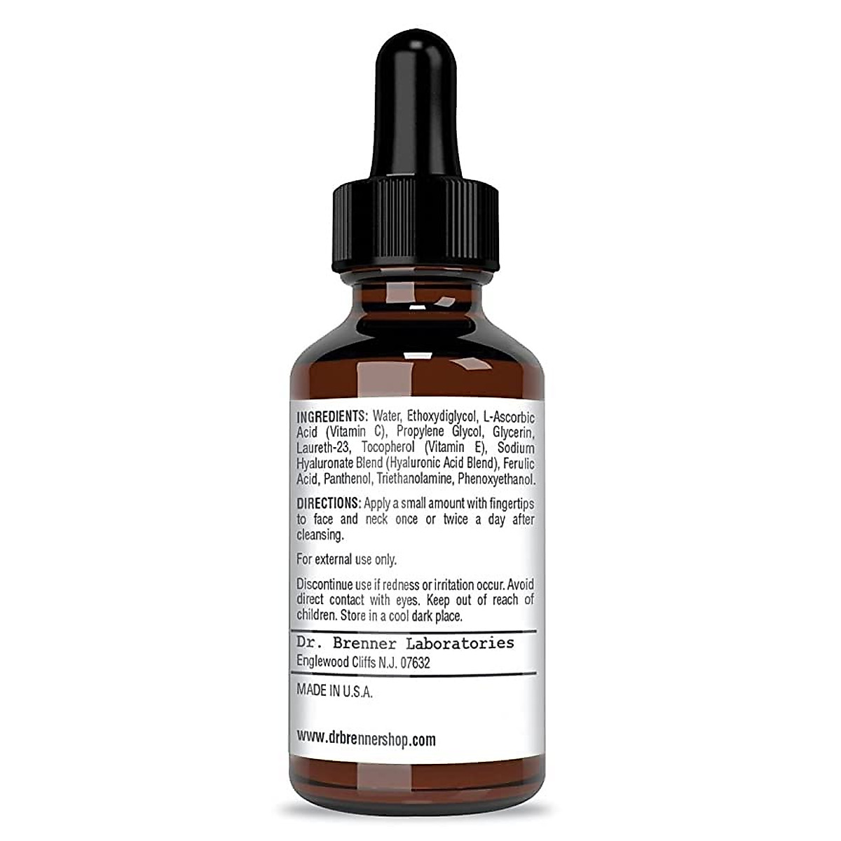 Vitamin C Serum 20% Pure L-Ascorbic Acid, Ferulic Acid, Vitamin E and Hyaluronic Acid for Face and Eyes Natural Anti Aging Anti Wrinkle 1oz. by Dr. Brenner (1 oz)