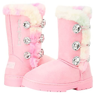 bebe Girl's Fur Lined Winter Boot with Rhinestone Details (Toddler/Little Girl/Big Girl), Size 2 Little Kid, Pink Multi