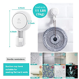 QuanRise Suction Hooks Powerful Vacuum Suction Cup Hooks- Heavy Duty for Shower, Waterproof Suction Hanger for Bathroom Kitchen Towel, Wall Hooks, Kitchen Tools Removable and Reusable (8 Pack)