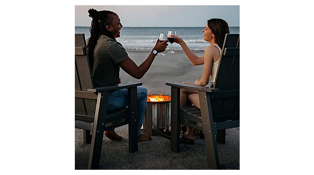 Breeo X Series Poly Lumber Fire Pit Chair - Durable Gray Seat