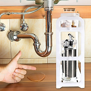 4 Pcs Under Sink Organizer and Storage 2 Tier Bathroom Cabinet Organizer Plastic Standing Rack Multi Purpose Kitchen Countertop Organizer Collection Baskets with Handle Hook for Cabinet Laundry, White