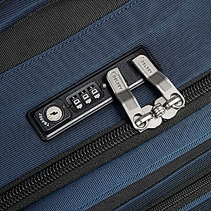 DELSEY PARIS Sky Max 2.0 Softside Expandable Luggage with Spinner Wheels, Blue, Checked-Large, 28 Inch