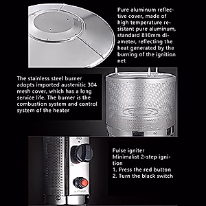 Natural Gas Patio Heater,Outdoor Heater For Natural Gas Adjustable Height, Between 140-200cm(55-78in),Includes 12 Ft-Long Natural Gas Hose,Passed cETL Certification,This Allows You To Have A P