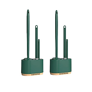 Toilet Brush and Plunger Set,3 in 1 Toilet Bowl Brush Plunger Set with Ventilated Holder for Deep Cleaning, Bathroom Cleaning Combo with Modern Caddy Stand (Green)