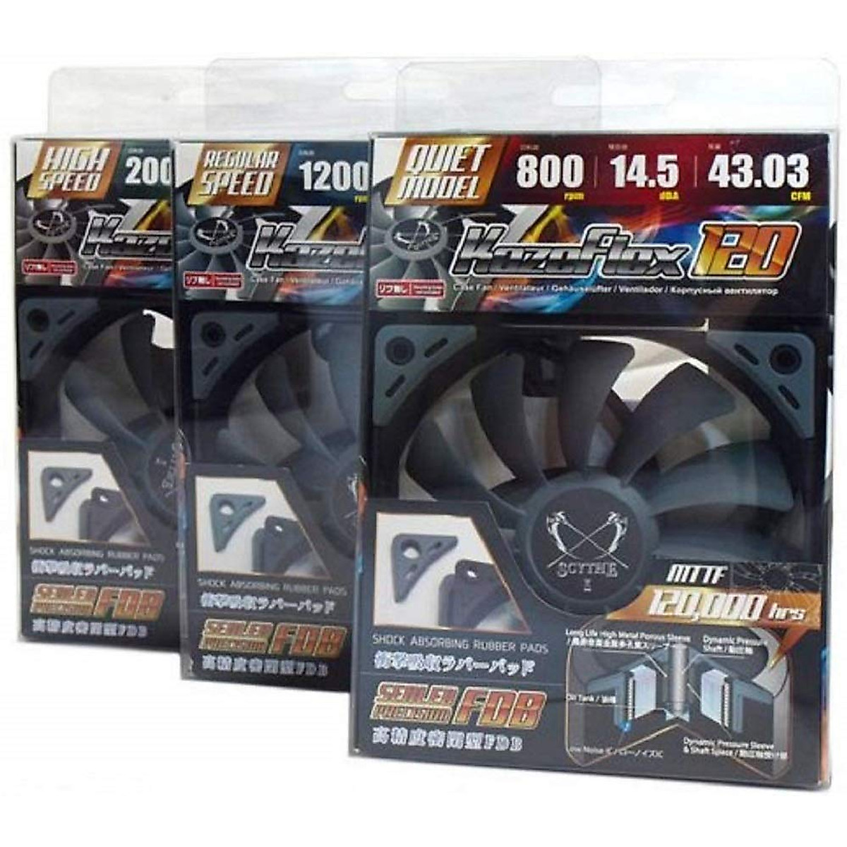 Kaze Flex 120 High Air Flow PC Case Fan, Fluid Dynamic Bearing,120mm x 25mm (3-pin Connector, 2000RPM)