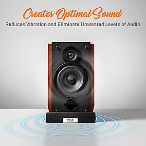 Pyle Sound Dampening Speaker Riser Foam - Audio Acoustic Noise Isolation Platform Pads Recoil Stabilizer For Studio Monitor, Subwoofer, Loud Speakers - Pyle PSI03 - Pack of 2,Black