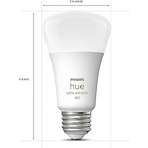 Philips Hue Smart Light Starter Kit - Includes (1) Bridge and (2) 60W A19 LED Bulb, White and Color Ambiance Color-Changing Light, 800LM, E26 - Control with App or Voice Assistant