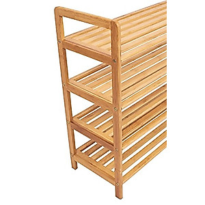 BirdRock Home Free Standing Bamboo Shoe Rack - 4 Tier - Wood - Closets and Entryway - Organizer - Fits 12 Pairs of Shoes