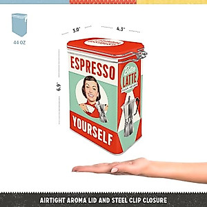 Nostalgic-Art 31104聽Say it 50's - Espresso Yourself, Metal Clip Top Box, Coffee Tin, Aroma Protection, Storage Tin