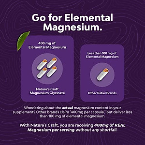 Magnesium Glycinate 400mg Mineral Supplement - Calming Magnesium Supplement for Women and Mens Natural Sleep Support Bone Health Immunity Mood Support Heart Health and Muscle Recovery