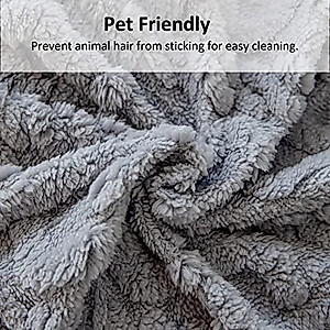 Plush Thick Sherpa Throw Blanket Grey - Soft Warm Breathable Fleece Velvet Blanket with 3D Stylish Cable Pattern for Bed Sofa Recliner Chair - Fluffy Throw Size 60"×80"