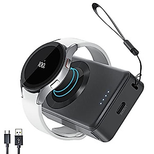 NEWDERY Portable Charger for Samsung Galaxy Watch, 4000mAh Fast Charging Wireless Power Bank with USB C Cable, Magnetic Travel Charger Stand for Samsung Galaxy Watch 4/3/Active/Active 2/Gear S3/S2