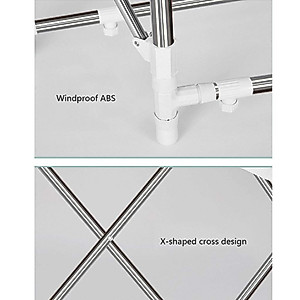 Jixi Drying Rack Clothes Airer Stainless Steel Drying Rack Double Pole Folding Adjustable Clothes Hanger with Universal Wheel Indoor Outdoor Laundry Rack (Color : Stainless Steel)