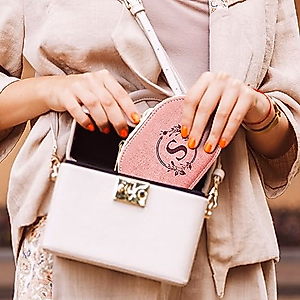 Initial S Oval Velvet Travel Jewelry Box for Girls, Jewelry Holder Organizer - Birthday Gifts for Women, Women Gifts for Christmas - Gifts for Her Friends Female Mom Sister Coworker Bridemaids Wife