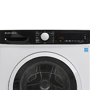 West Bend WB220FLWVW Front Load Washing Machine, Compact Washer, Stackable Option, 15 Automatic Cycles, Adjustable Water Temperatures, LED Display, and See-Through Door, 2.2 cu.ft, White
