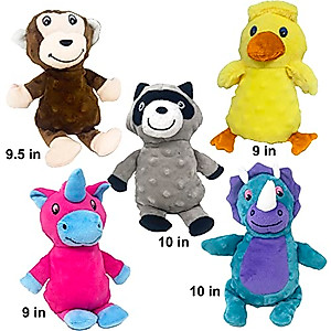 Jalousie 5 Pack Tough Plush Animal Dog Toys Assortment Value Bundle Dog Squeaky Toys Assortment Puppy Pet Mutt Dog Toy Dog Squeak Toy for Medium Large Dogs (5 Pack Dots)