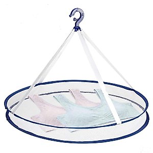 Yosoo Folding Drying Rack Hanging Clothes Laundry Sweater Basket Dryer Net Single Layer Washing Basket with Anti-Wind Hook