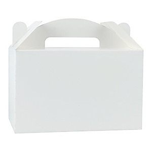 LaRibbons 12 Pack Treat Gift Boxes - 9.5 x 5 x 5 inches White Paper Box Recycled Kraft Gift Box with Stickers, Perfect for Birthday, Party, Wedding