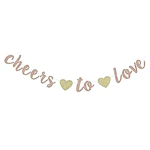 Rose Gold Glitter Cheers to Love Banner for Wedding Bridal Shower Engagement Table Bunting Paper Sign Party Decoration Backdrops