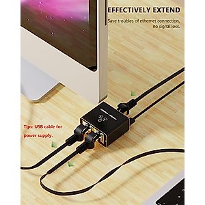 Ethernet Splitter, Gigabit RJ45 Ethernet Splitter 1 to 2, 1000Mbps Network Extension Connector with USB Power Cable, 8P8C Extender Plug for Cat5/5e/6/7/8 Cable (2 Devices Simultaneous Networking)