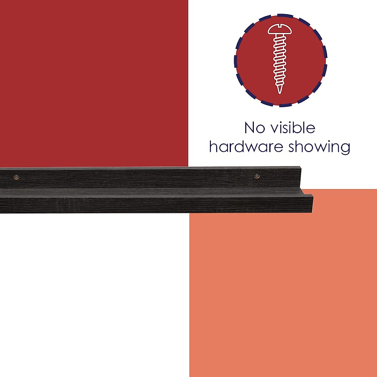 Home Basics 24" Floating Shelves, Wall Shelves for Bathroom, Living Room, Bedroom, Kitchen Decor, Shelves with Invisible Brackets (Onyx)