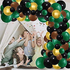 Dark Green Black Gold Balloon Garland Arch - Dark Green Gold Balloons Black Brown Balloons for Birthday Anniversary Engagement Graduation Party Decorations