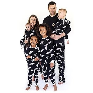Burt's Bees Baby Baby Kids 2-Piece Family Jammies Matching Holiday Organic Cotton Pajamas, Halloween Bats, 6 Years