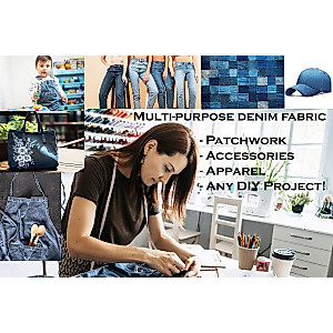 1-Yard 8 oz Indigo Blue Denim Fabric for Sewing, Crafting |Stretch Denim Fabric |Denim Fabric by The Yard |Jean Material|Denim Material|Blue Jean Fabric 1 Yard precut (60''x36'')