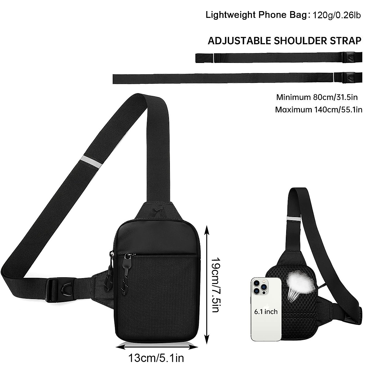 Mini Sling Bag for Men Women Small Crossbody Shoulder Backpack Fanny Packs Personal Pocket Bag Casual Phone Chest Bag