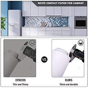 Oxdigi White Contact Paper 23.6 x 196 Inches, Peel and Stick Wallpaper for Cabinet Table Drawer Door Reform Decorative Thick Self Adhesive Removable Vinyl Film