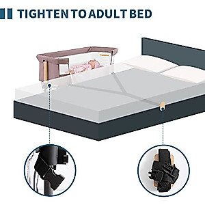 Ihoming Baby Bassinet Bedside Sleeper, 3 in 1 Convertible Design, lnfant Bed & Bed Side Sleeper & Cradle Bassinets, Newborn Bedside Crib Attaches to Bed, Khaki