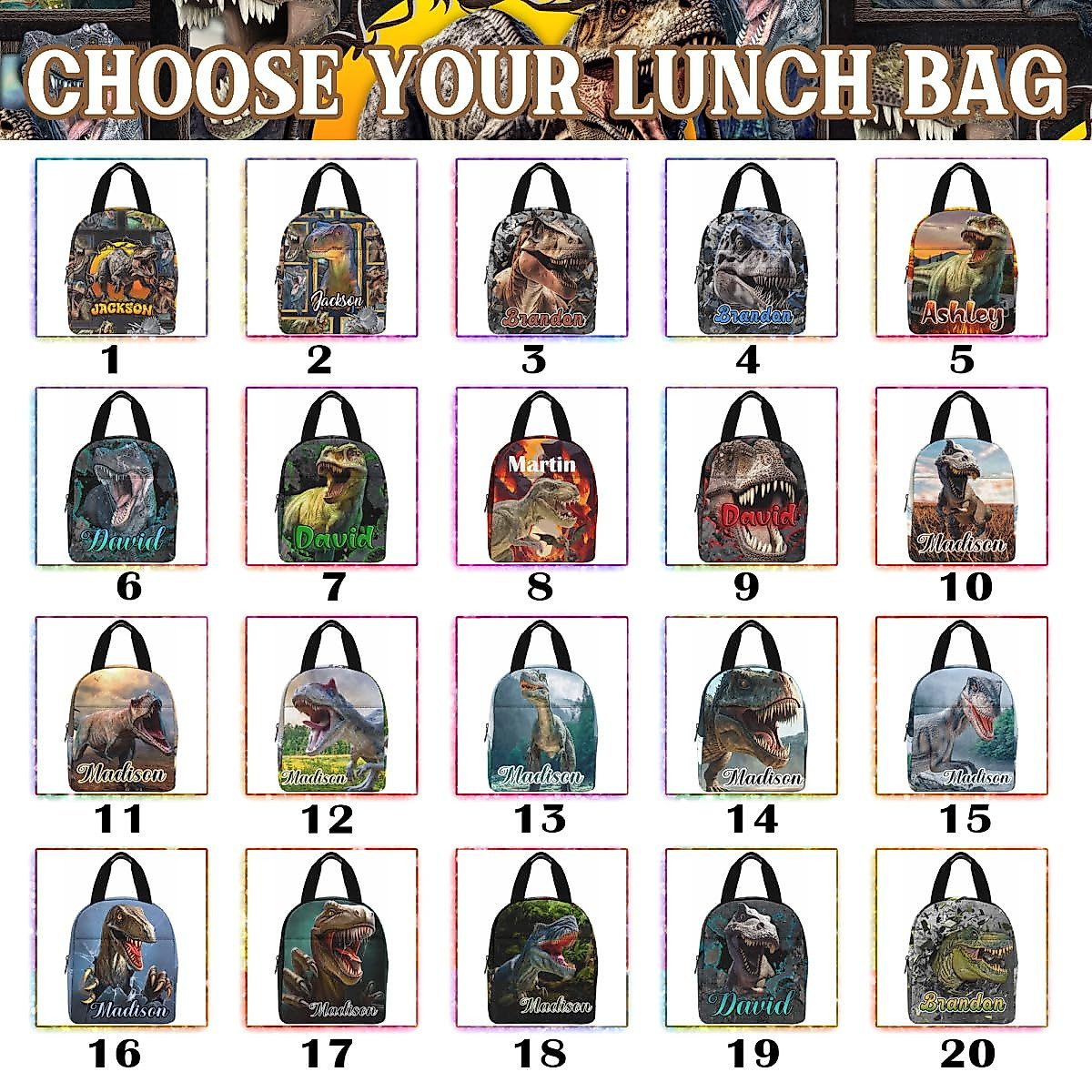 MyPhotoPrint Customized Bag Dinosaur Waterproof Bookbag Shoulder Backpack Travel Size