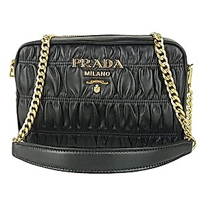Prada Bandoliera Nero Black Nappa Gaufre'1 Quilted Leather Handbag 1BH112