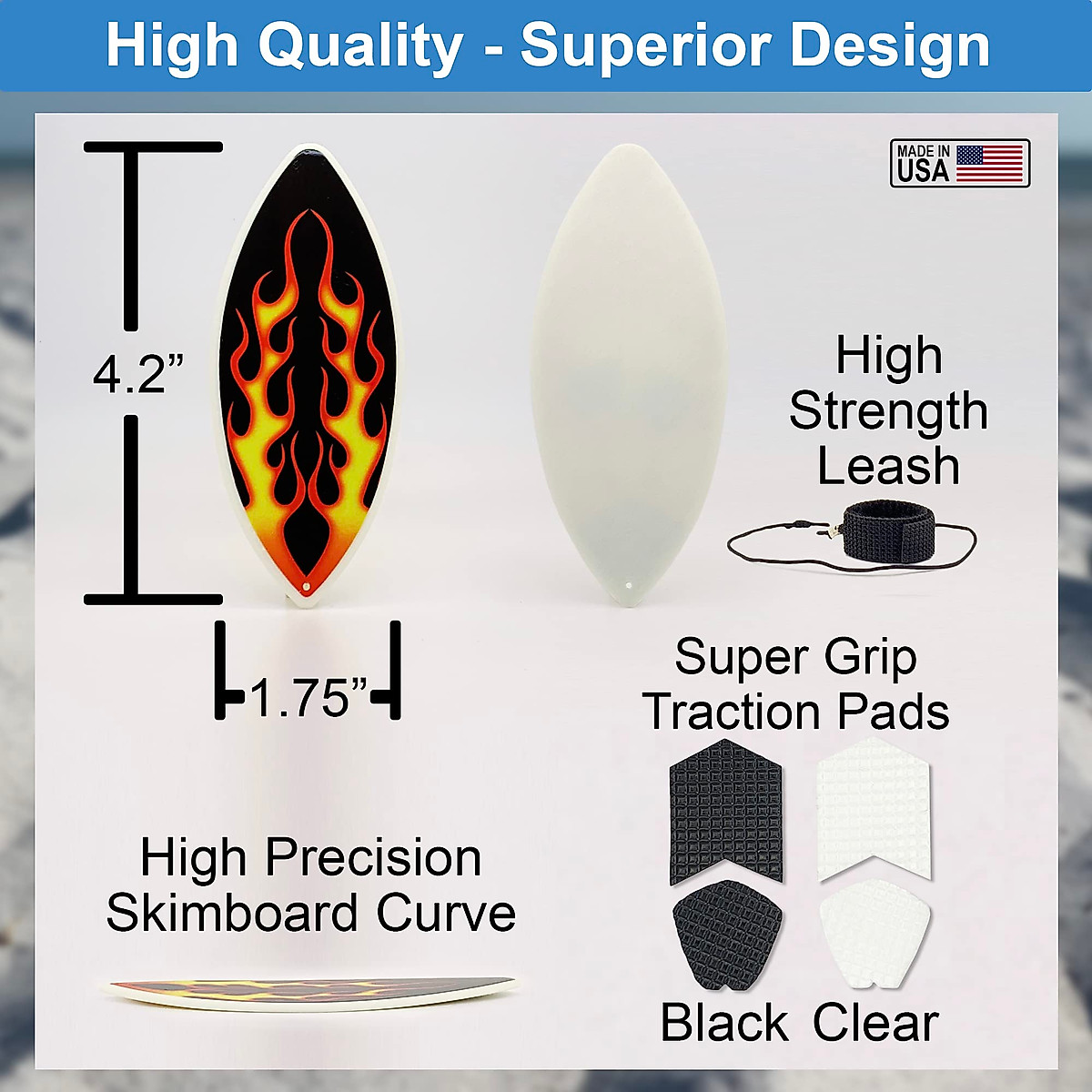 Shaka Minis Finger Skimboard | Finger Surfboard - Skim and Surf The Wind, Waves and Almost Anywhere (Scorched)