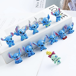 12 Styles Stitch Cake Topper Figurines,Ohana Means Family Party Supplies Birthday Cartoon Figure Decoration(BJ-SDZ 12PCS)