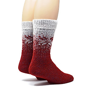 WARRIOR ALPACA SOCKS - Unisex Toasty Toes Ultimate Alpaca Socks For Men And Women (Large - Red Snowflake)